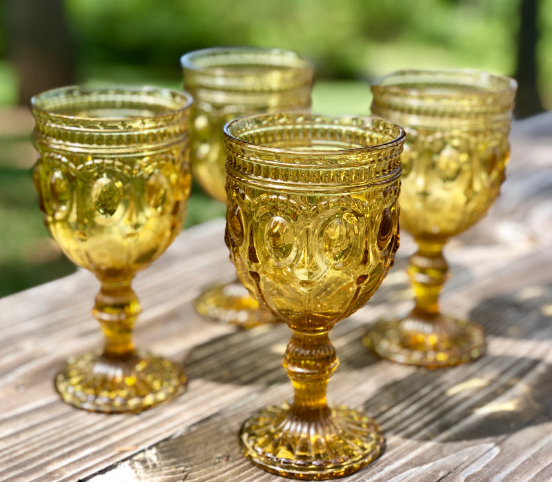Amber Goblets (Set of 4) | Table Terrain Dining Tablescapes and Holiday ...